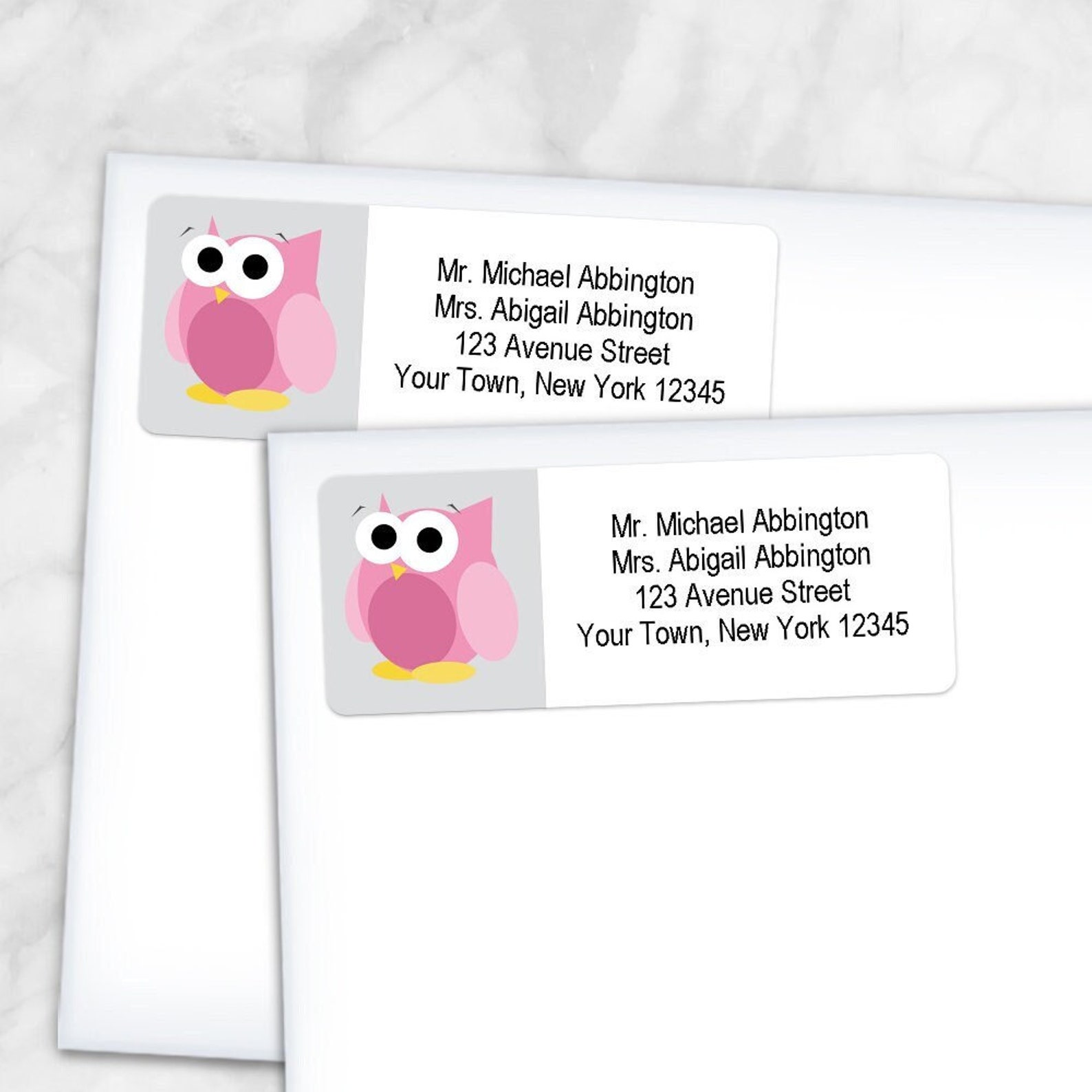 Printable Pink Owl Address Labels - Funny Cute Pink Owl - Personalized ...