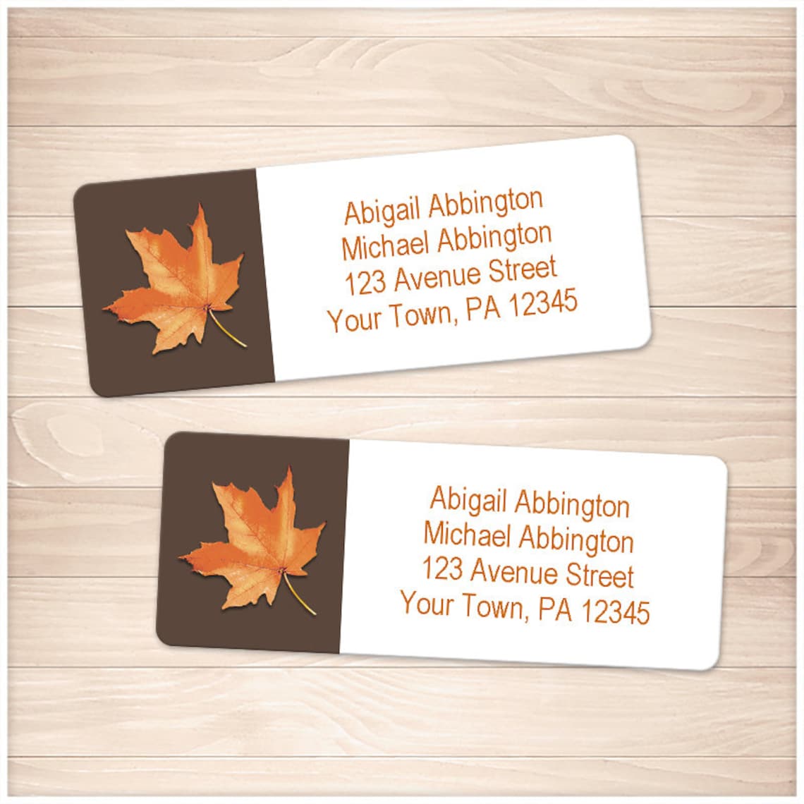 Printable Fall Address Labels Orange Leaf on Brown - Etsy
