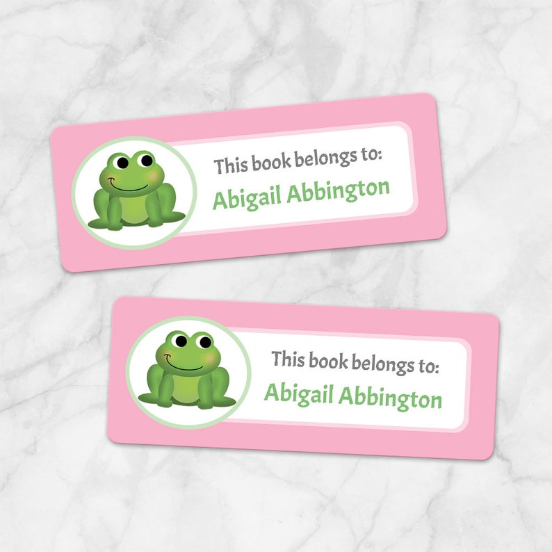 Printable Frog Book Labels, Pink, Personalized 2 5/8" X 1" Labels ...