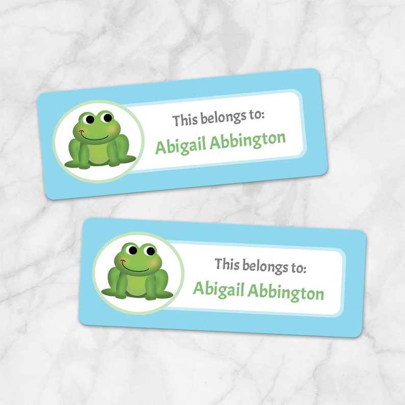 Printable Blue Frog Name Labels for School Supplies - Personalized 2 5/ ...