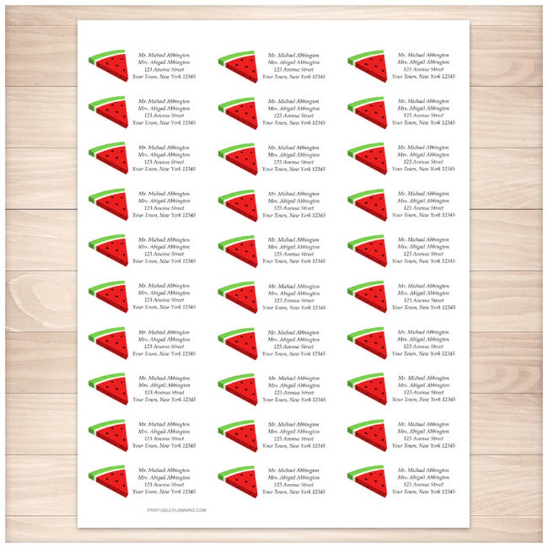 Printable Watermelon Address Labels Summer Slice DIY - Etsy
