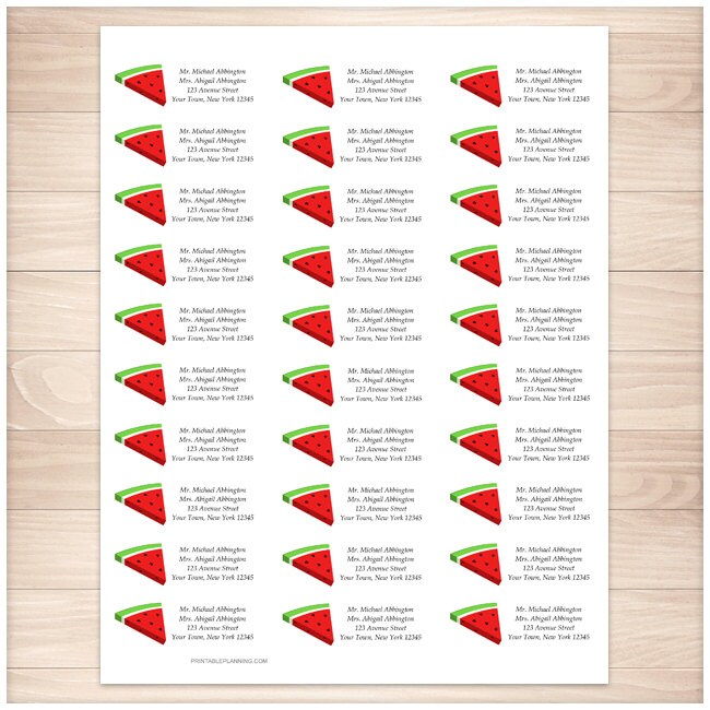 Printable Watermelon Address Labels Summer Watermelon Slice | Etsy