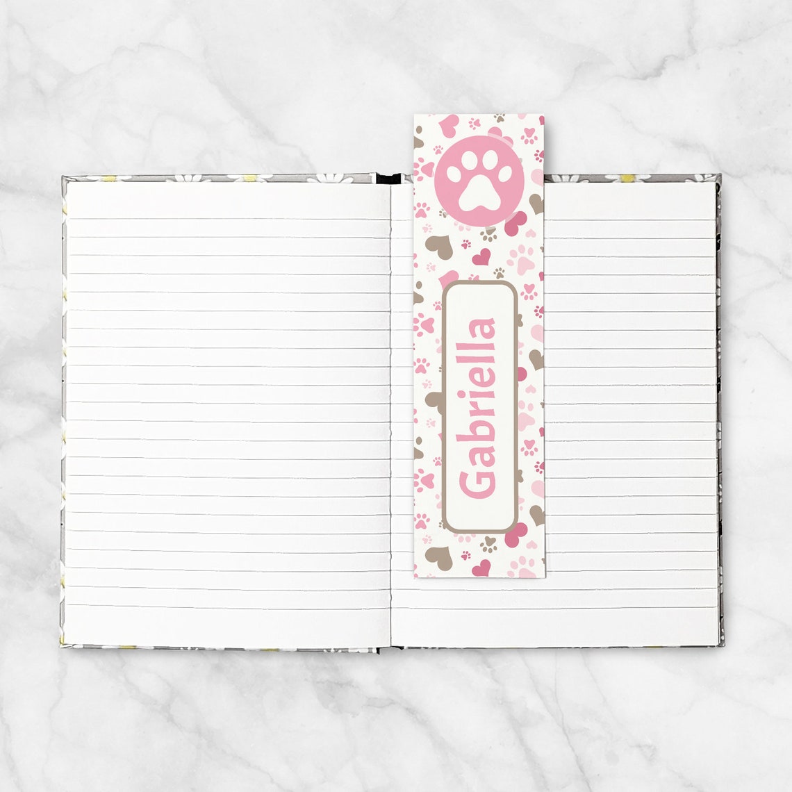 Printable Personalized Paw Print Bookmarks Pink Brown Hearts - Etsy