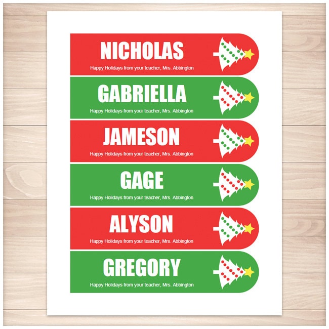 Printable Personalized Christmas Bookmarks Holiday Tree Red - Etsy