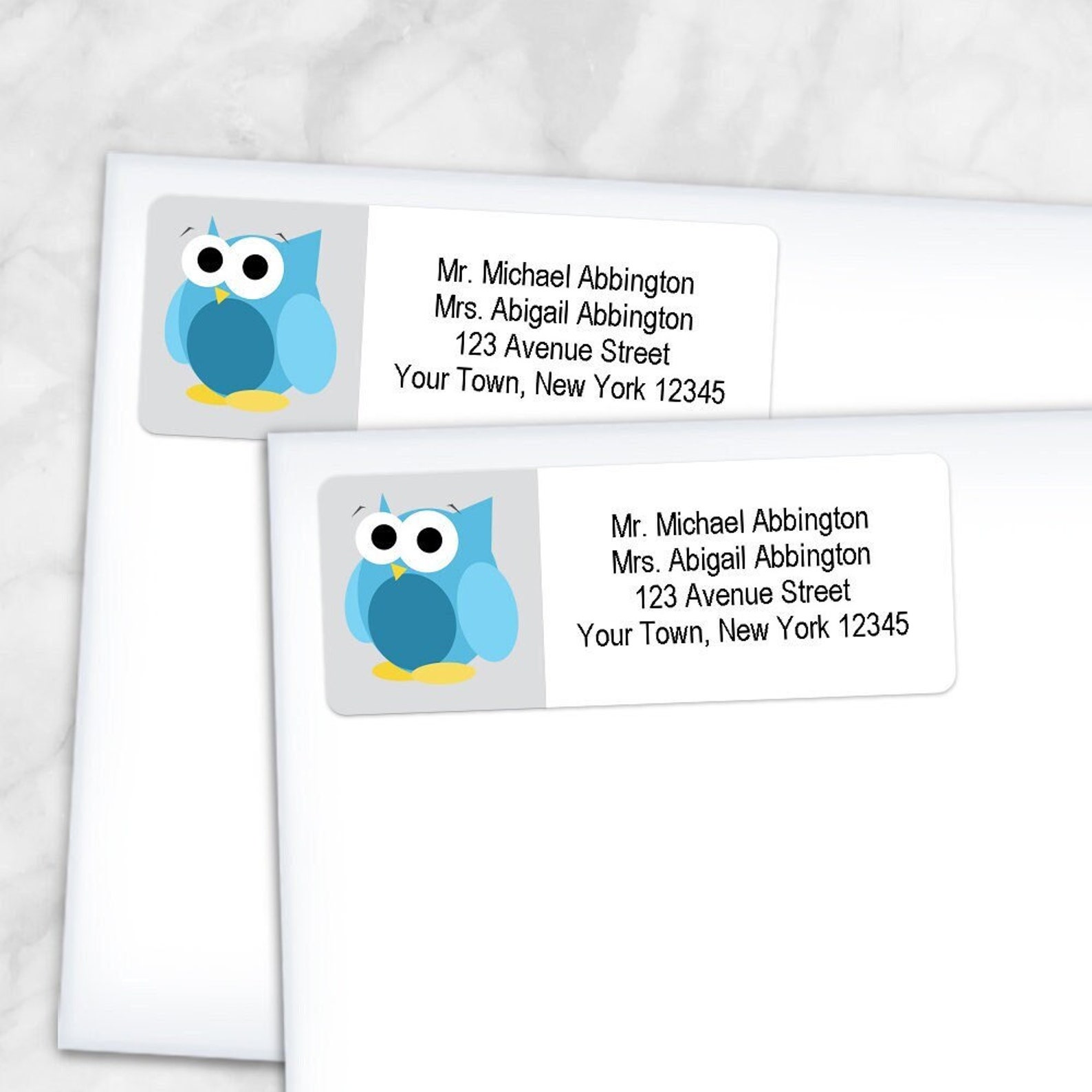 Printable Blue Owl Address Labels - Funny Cute Blue Owl - Personalized ...