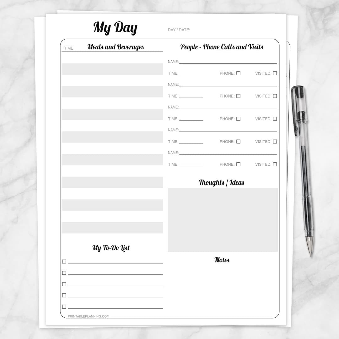 Printable Elderly Independent Living Daily Log Sheet and Tracking Page ...
