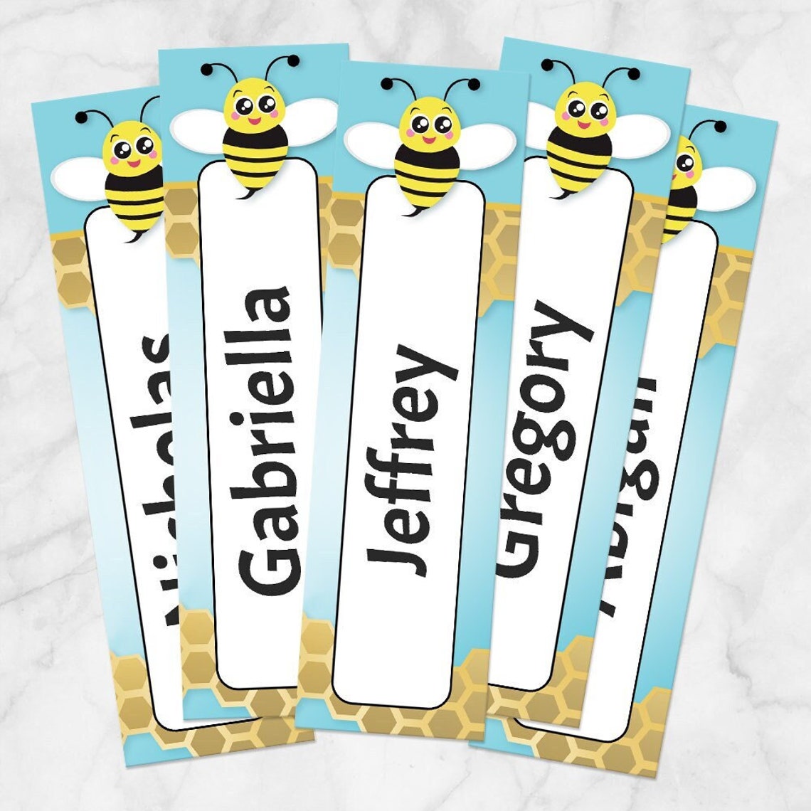 Printable Cute Bee Bookmarks Personalized Honeycomb School - Etsy