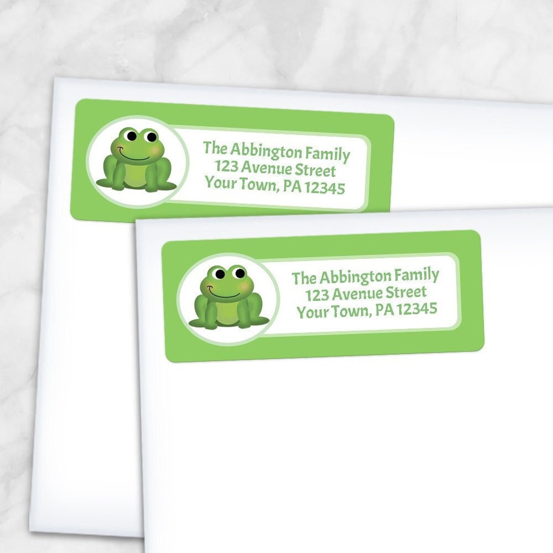 Printable Green Frog Address Labels, Cute Frog - Personalized 2 5/8" X 1", 3-line RETURN Address ...