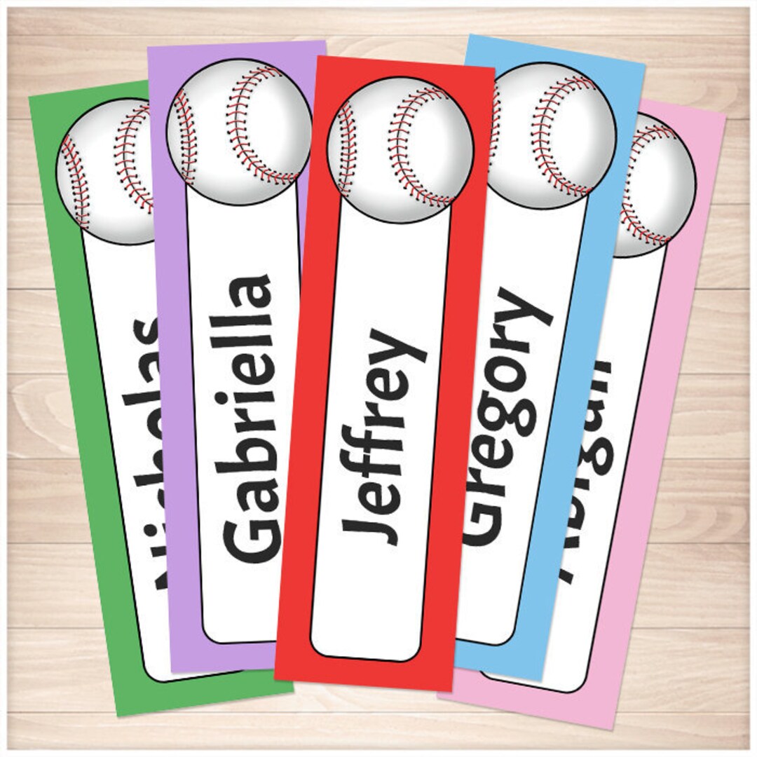Printable Personalized Baseball Bookmarks Colorful School - Etsy