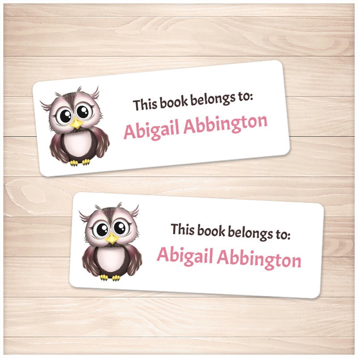 Printable Owl Book Labels Pink Brown Personalized 2 - Etsy