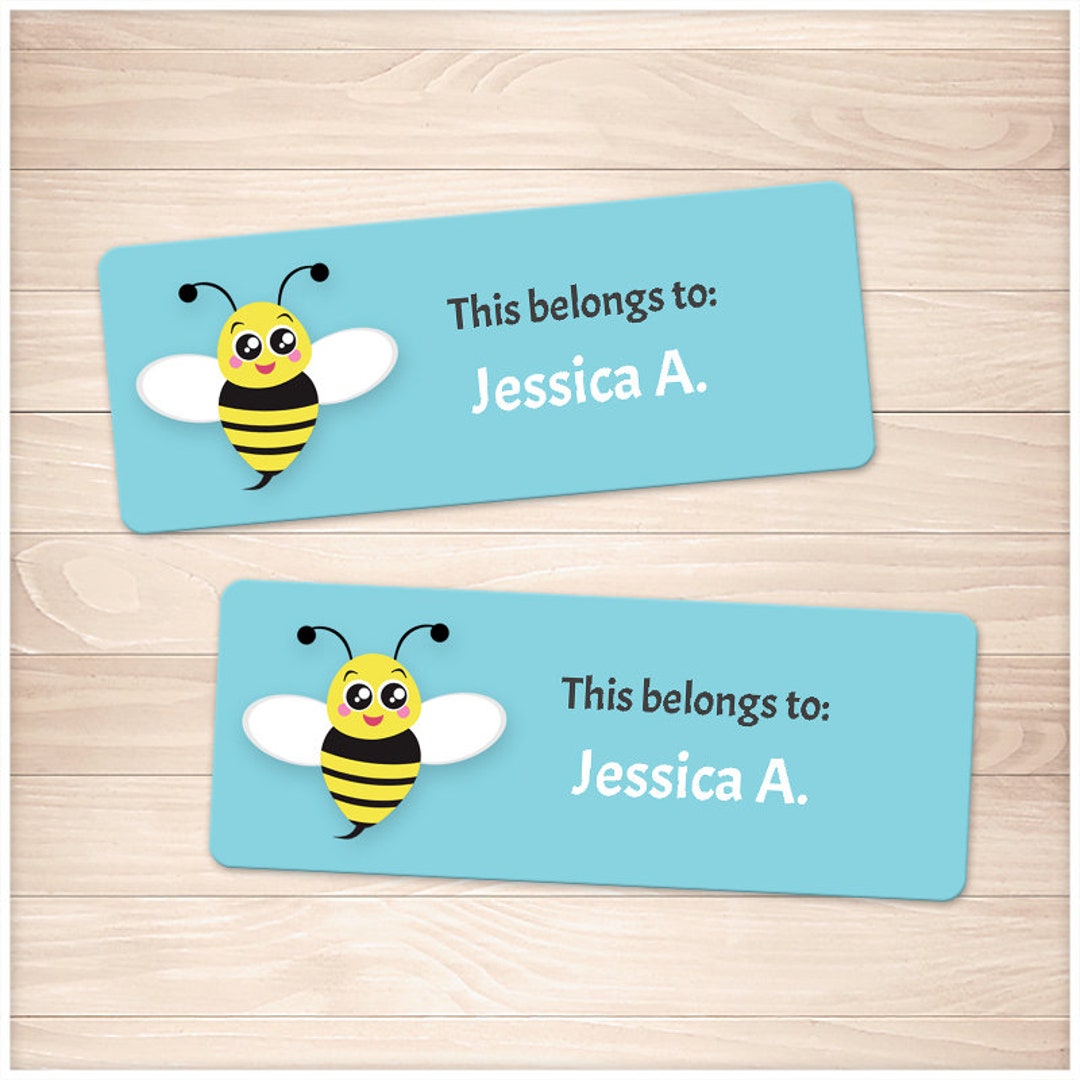 Printable Bee Name Labels for School Supplies Turquoise - Etsy
