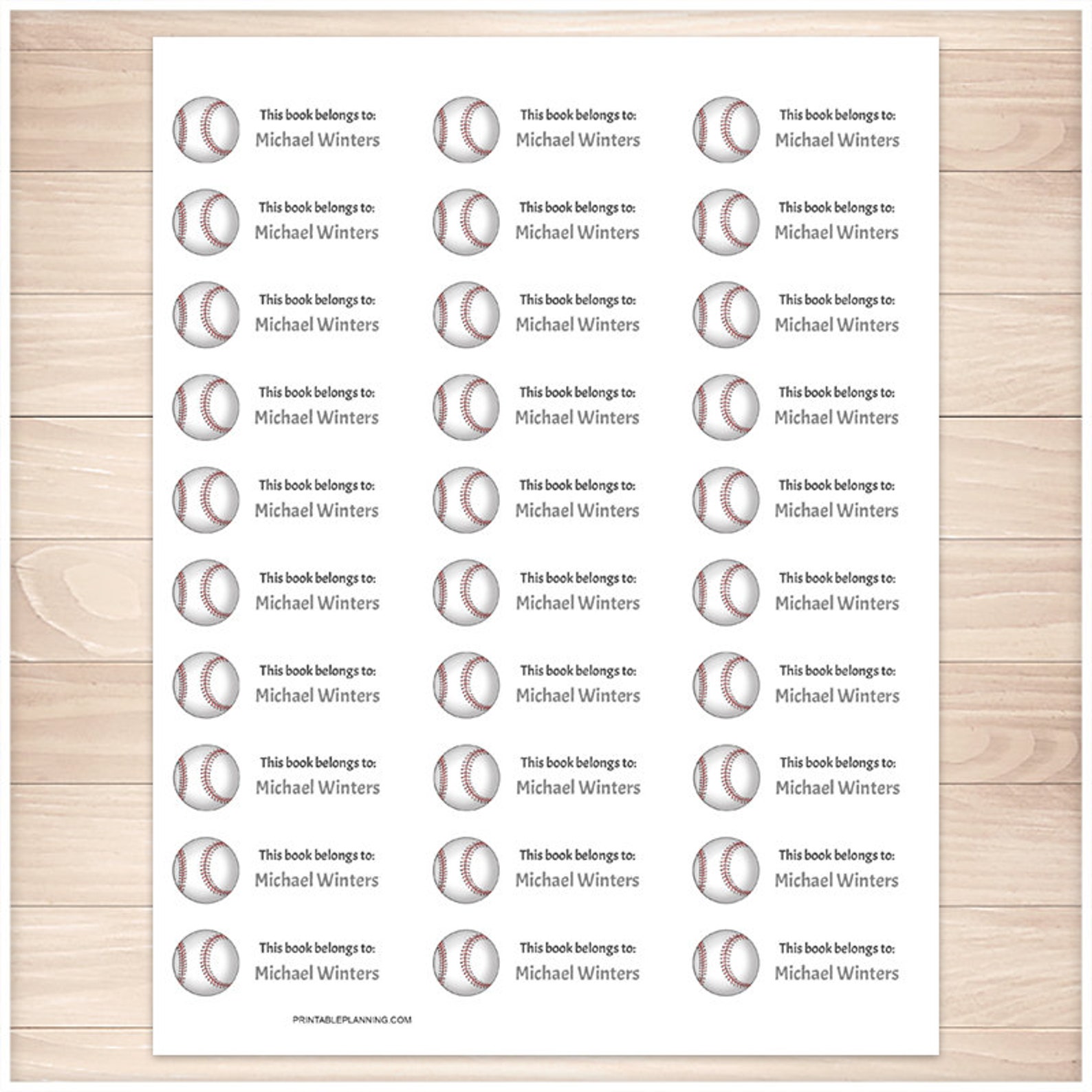 Printable Baseball Book Labels Personalized 2 5/8 X - Etsy