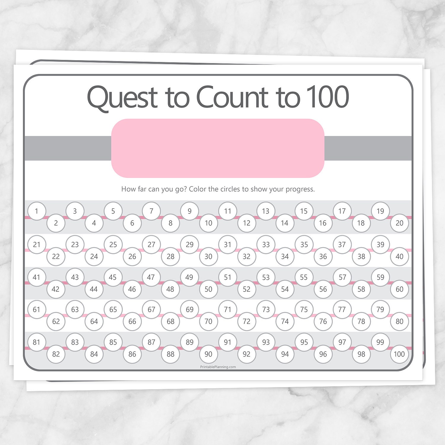 Printable Kids Counting Sheets BUNDLE 4 Colors Quest to Count to 100 ...