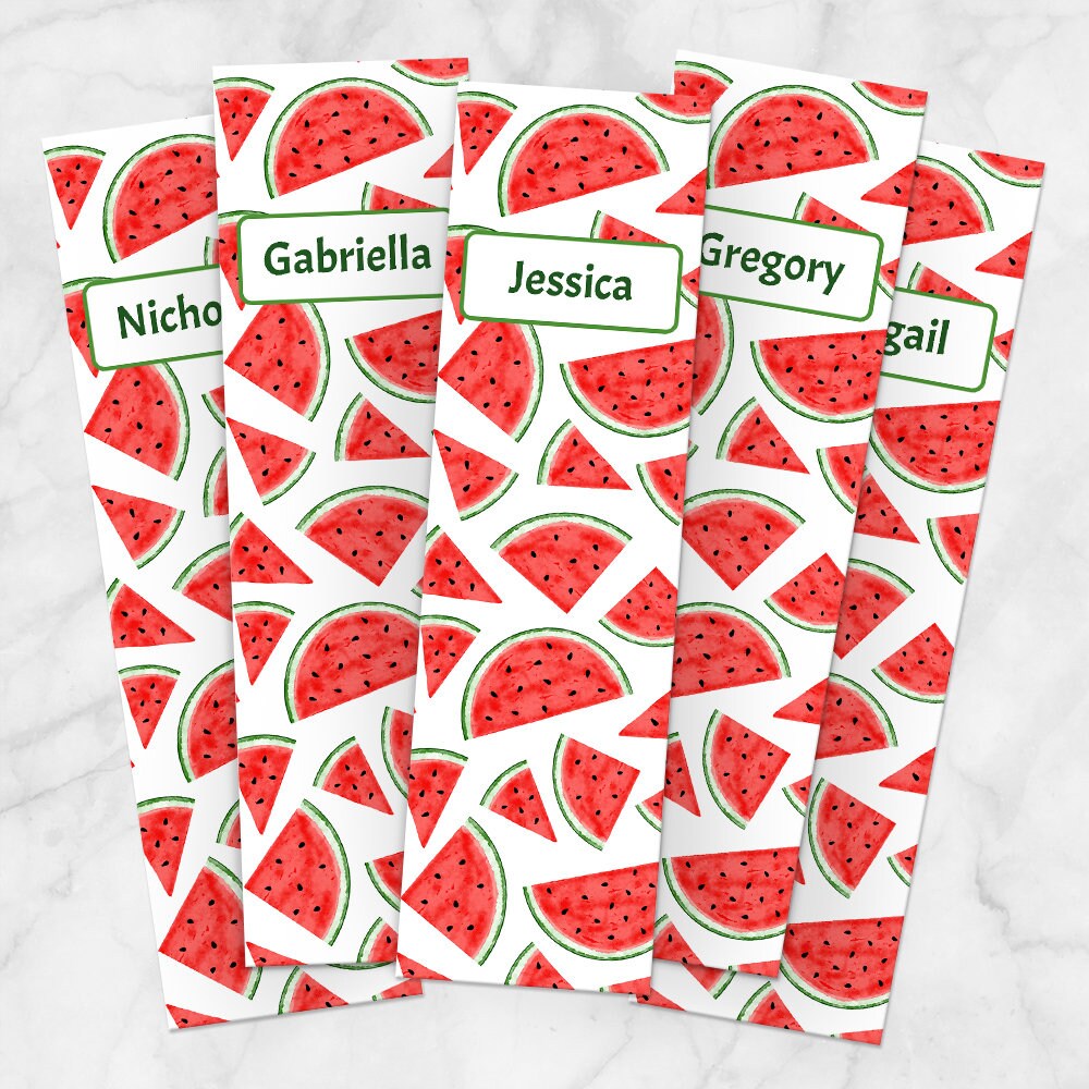 Printable Personalized Watermelon Bookmarks, Fruit Slices, School ...