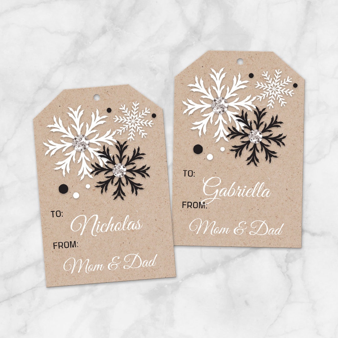 Printable Kraft Gift Tags - Personalized - Rustic Kraft With Black and ...