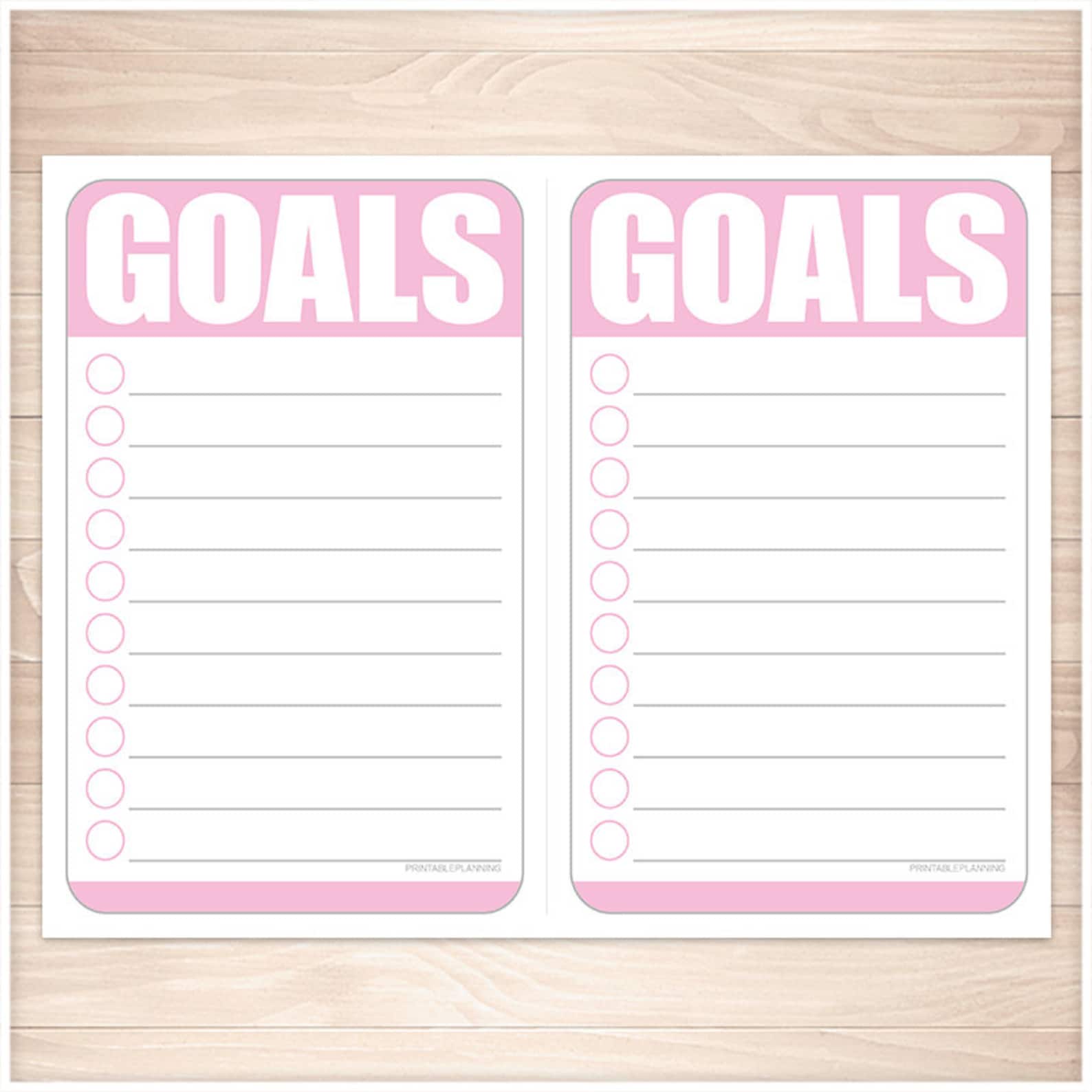Printable Goals Checklist Pink Full Page and Half Page - Etsy