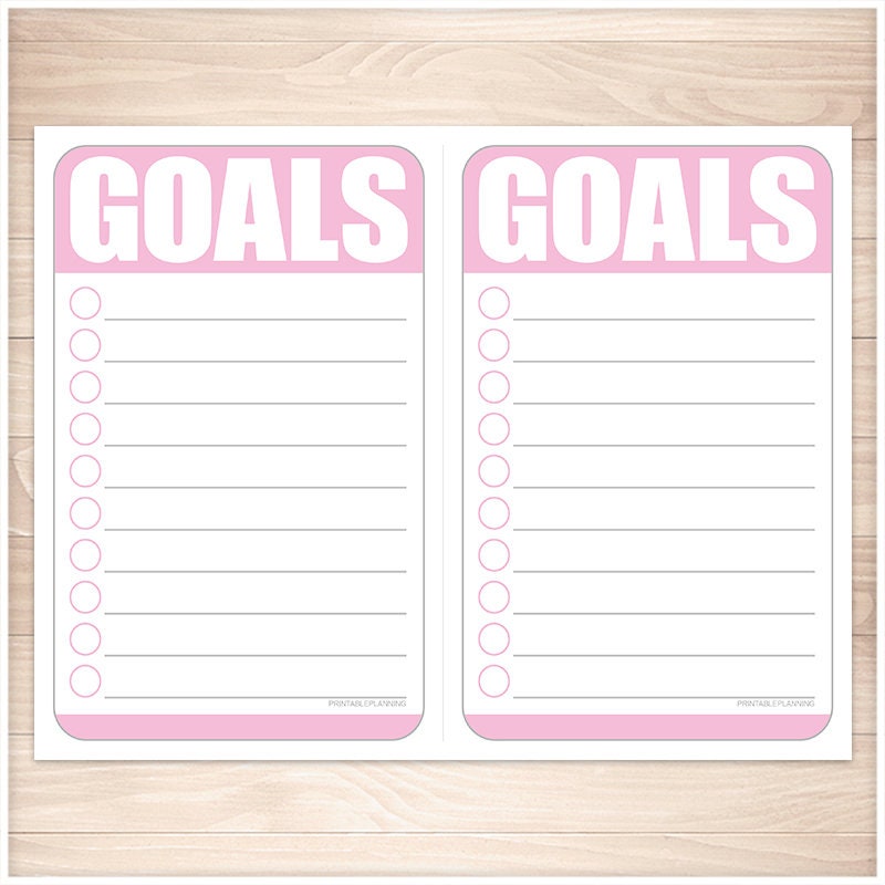Printable Goals Checklist Pink Full Page and Half Page - Etsy