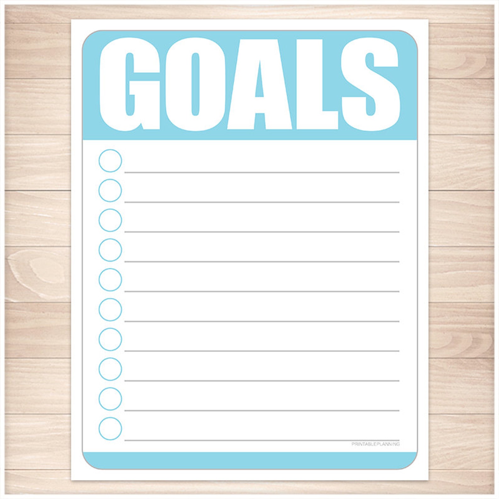Printable Goals Checklist Blue Full Page and Half page | Etsy