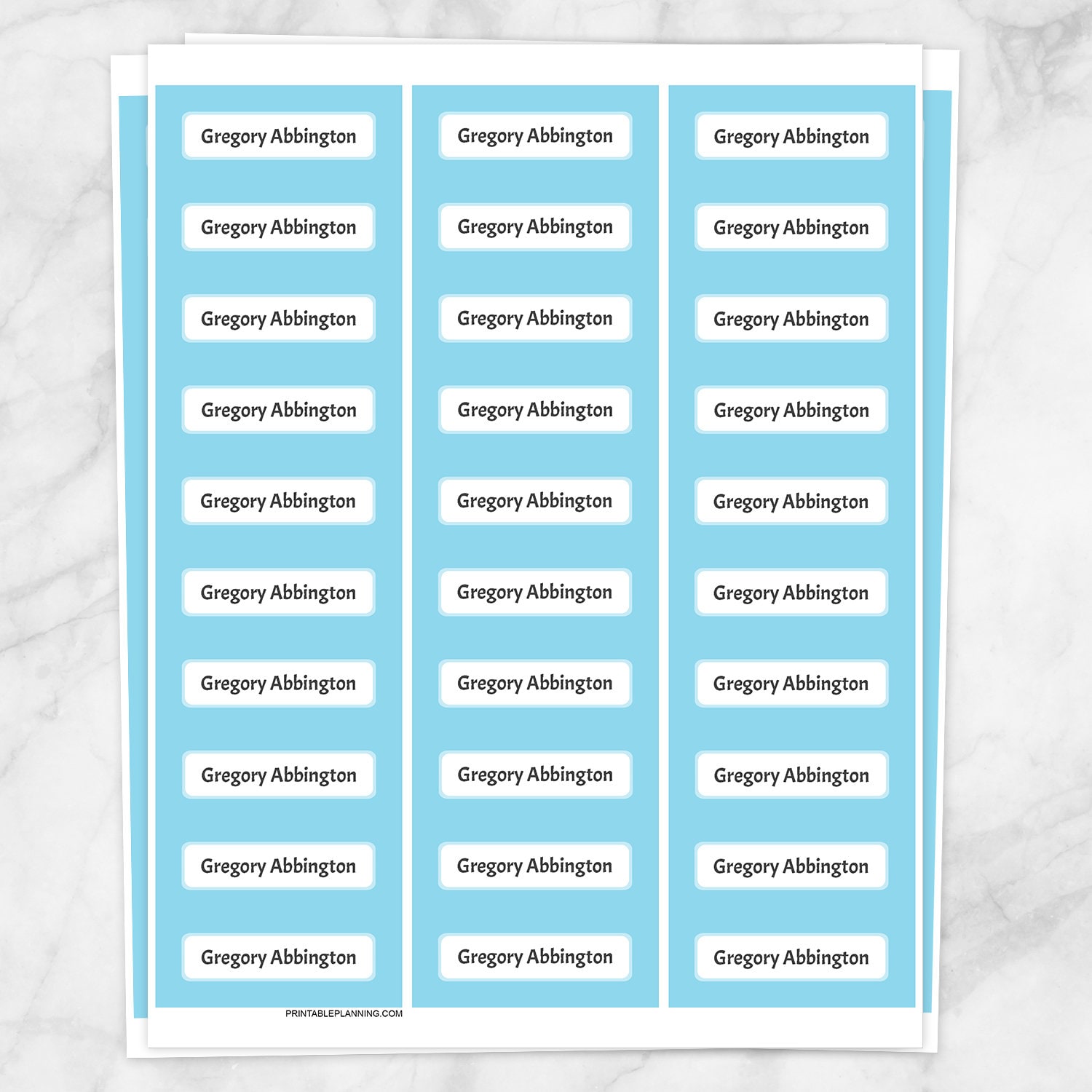 Printable Blue Name Labels for School Supplies - Personalized 2 5/8" X ...