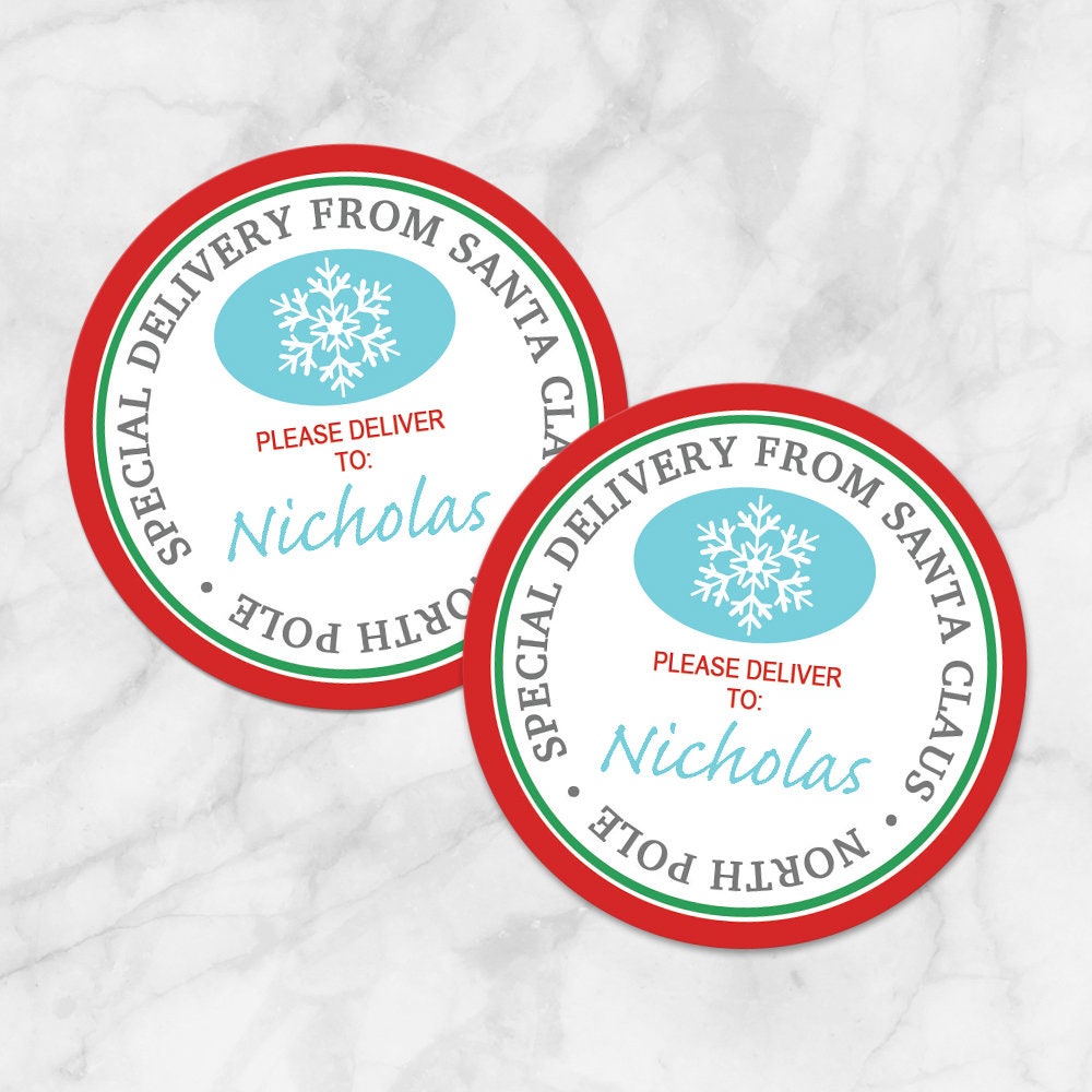 Printable 'special Delivery From Santa Claus' Round DIY Gift Tags or ...