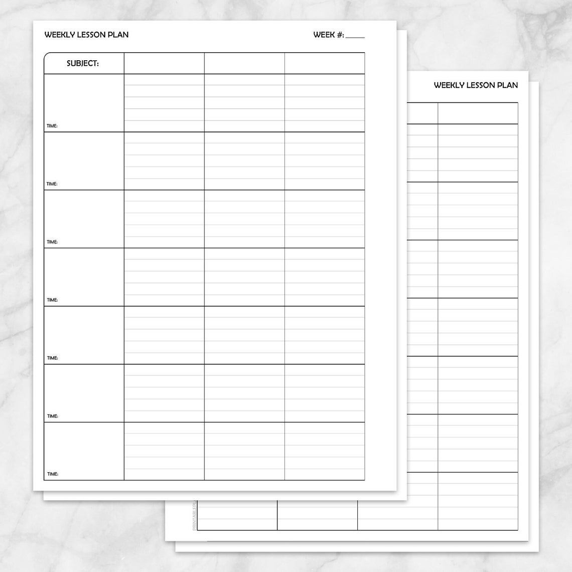 Printable Weekly Lesson Plan for Teachers, Blank White School Planner ...