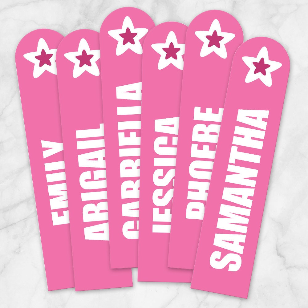 Printable Personalized Pink Bookmarks, Star Design, Editable PDF ...