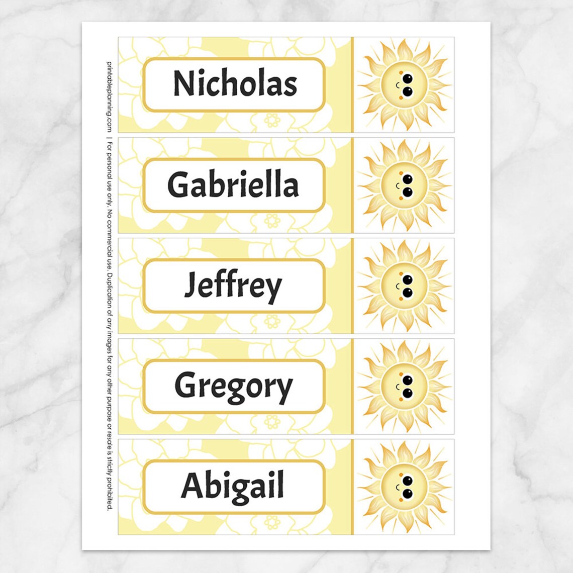 Printable Personalized Sun Bookmarks, Cute Happy Sunshine, School ...