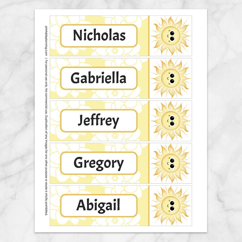 Printable Personalized Sun Bookmarks, Cute Happy Sunshine, School ...