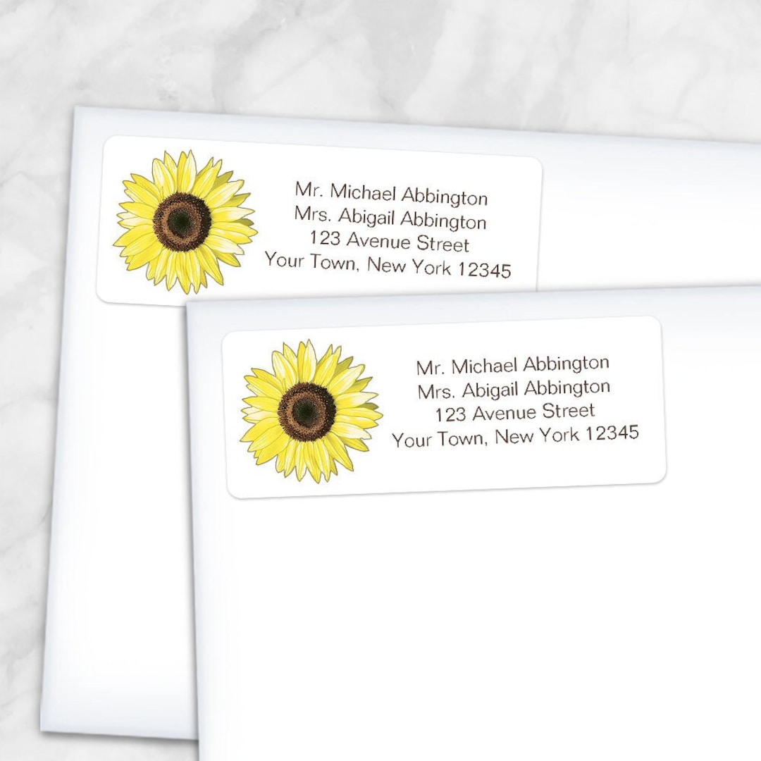 Printable Sunflower Address Labels Yellow Bright Happy Floral - Etsy