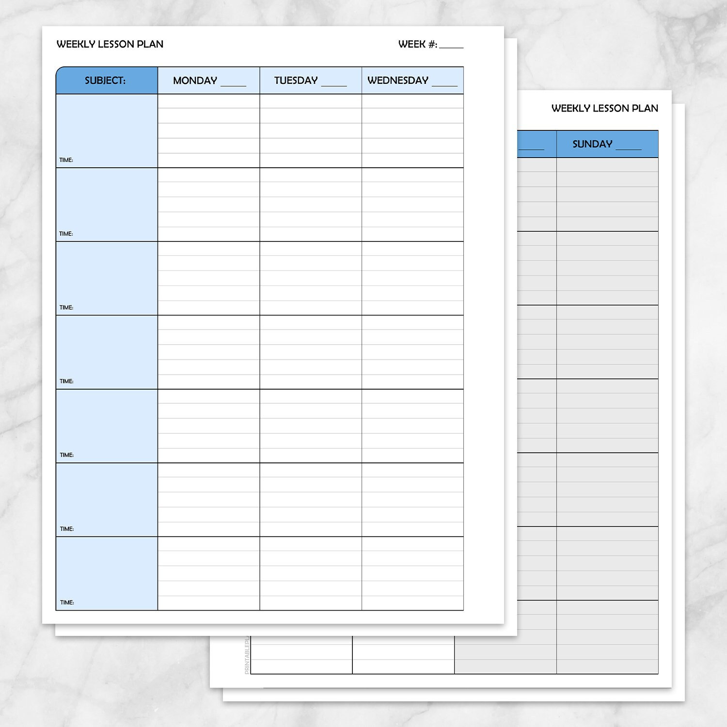 Printable Weekly Lesson Plan for Teachers, Blue School Planner Pages ...