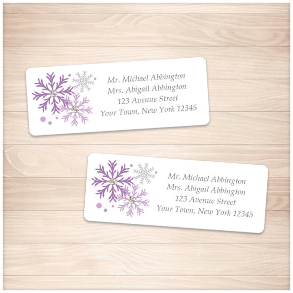 Printable Purple Snowflake Address Labels Winter Purple Gray | Etsy