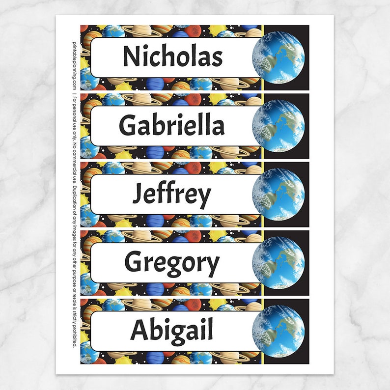 Printable Space Planets Bookmarks, Personalized, Outer Space Science ...