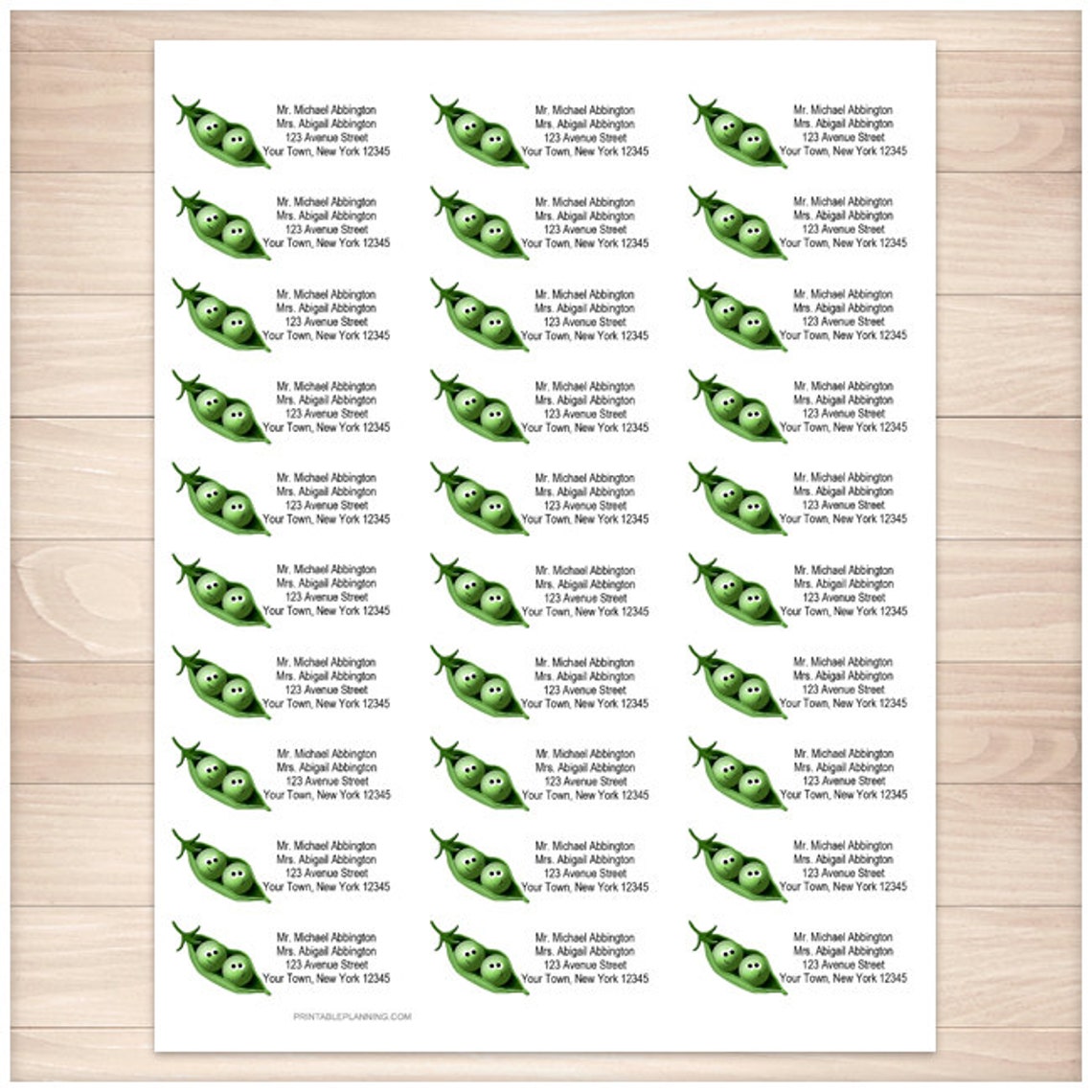 Printable 2 Peas in a Pod Address Labels Personalized 2 | Etsy