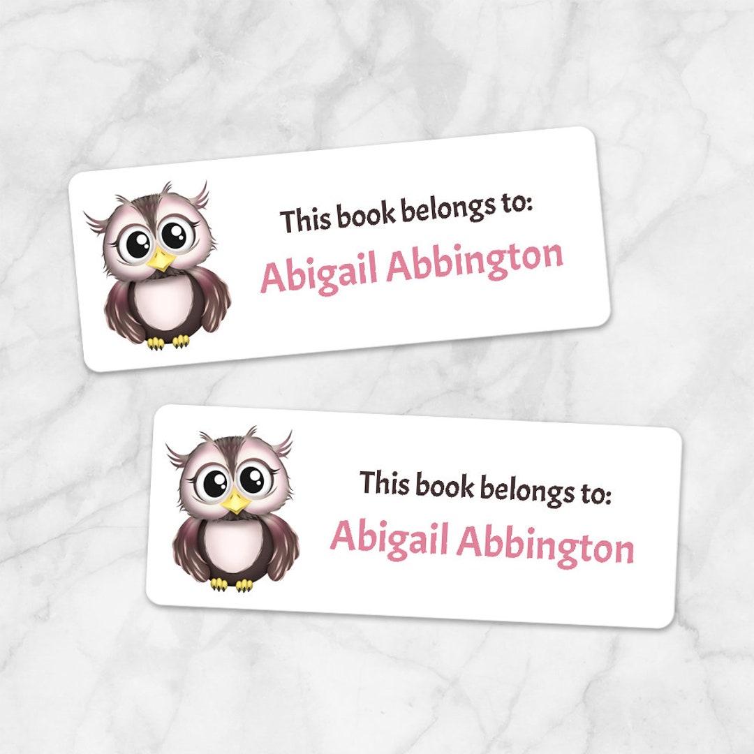 Printable Owl Book Labels, Pink Brown, Personalized 2 5/8" X 1" Labels ...
