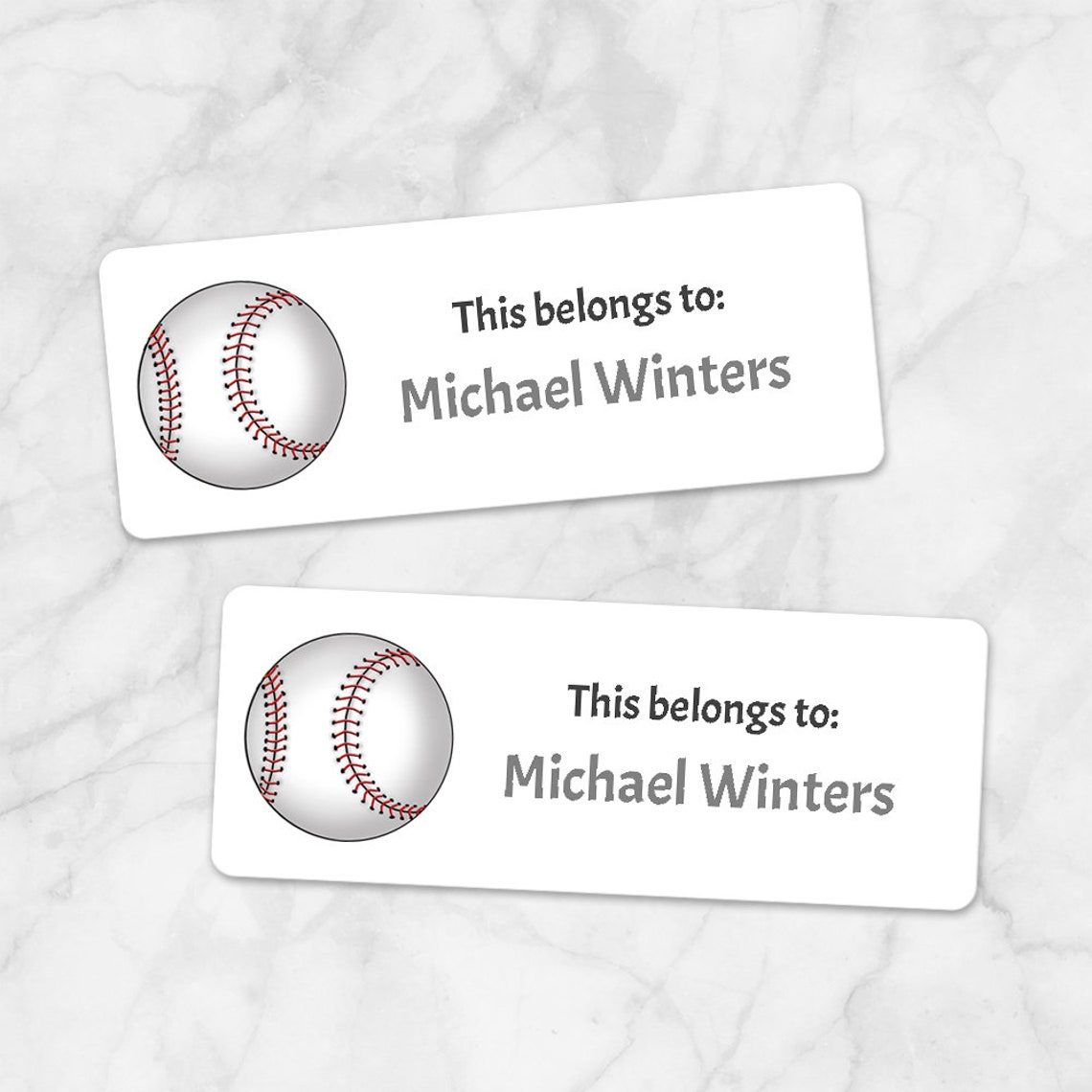 Printable Baseball Name Labels for School Supplies - Personalized 2 5/8 ...