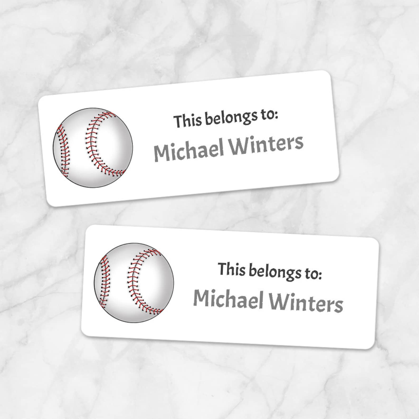 Printable Baseball Name Labels for School Supplies - Personalized 2 5/8 ...