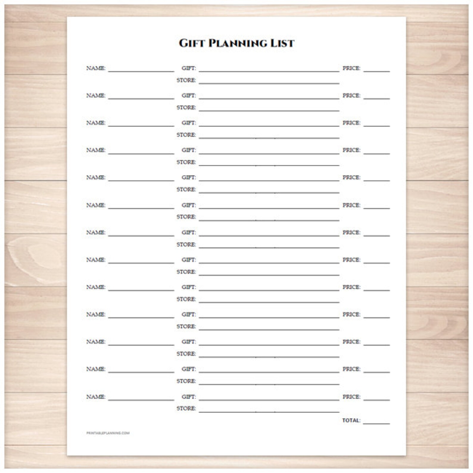 Printable Gift Planning List Holiday Occasion Christmas | Etsy
