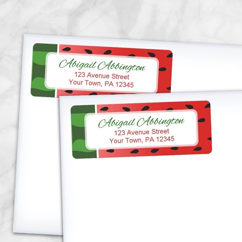 Printable Watermelon Address Labels, Red Green - Personalized 2 5/8" X ...