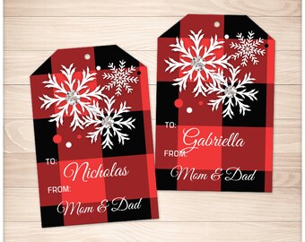 Printable Buffalo Plaid Gift Tags Personalized Rustic Red | Etsy