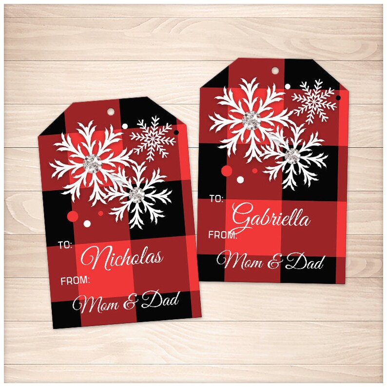 Printable Buffalo Plaid Gift Tags Personalized Rustic Red - Etsy