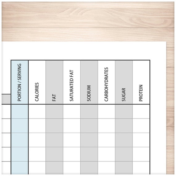 Printable Food Tracking Sheet Healthy Eating Daily Calorie | Etsy