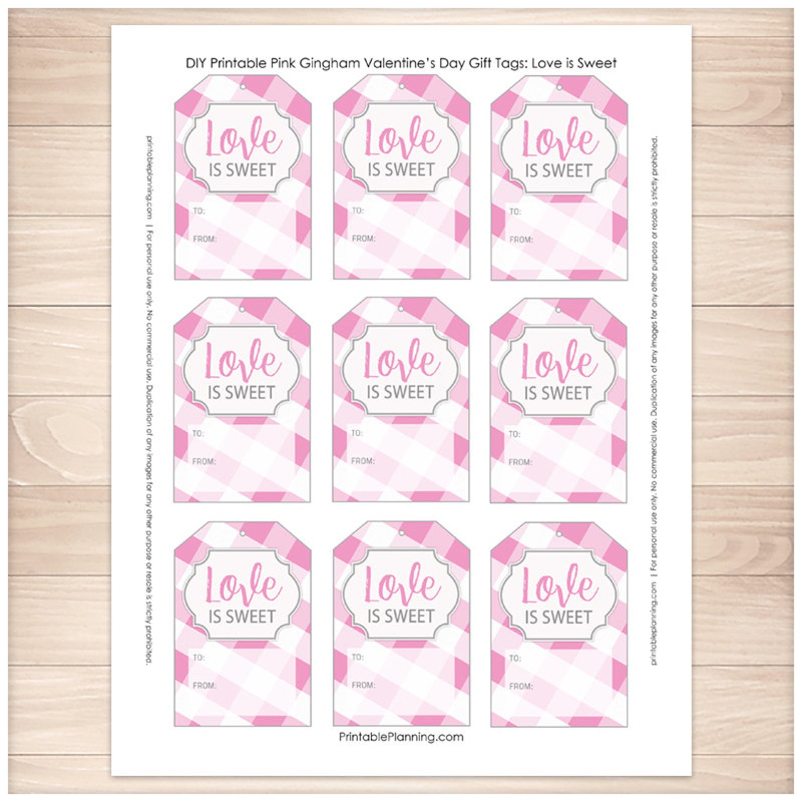 Printable Valentine's Day Gift Tags Love is Sweet Pink - Etsy