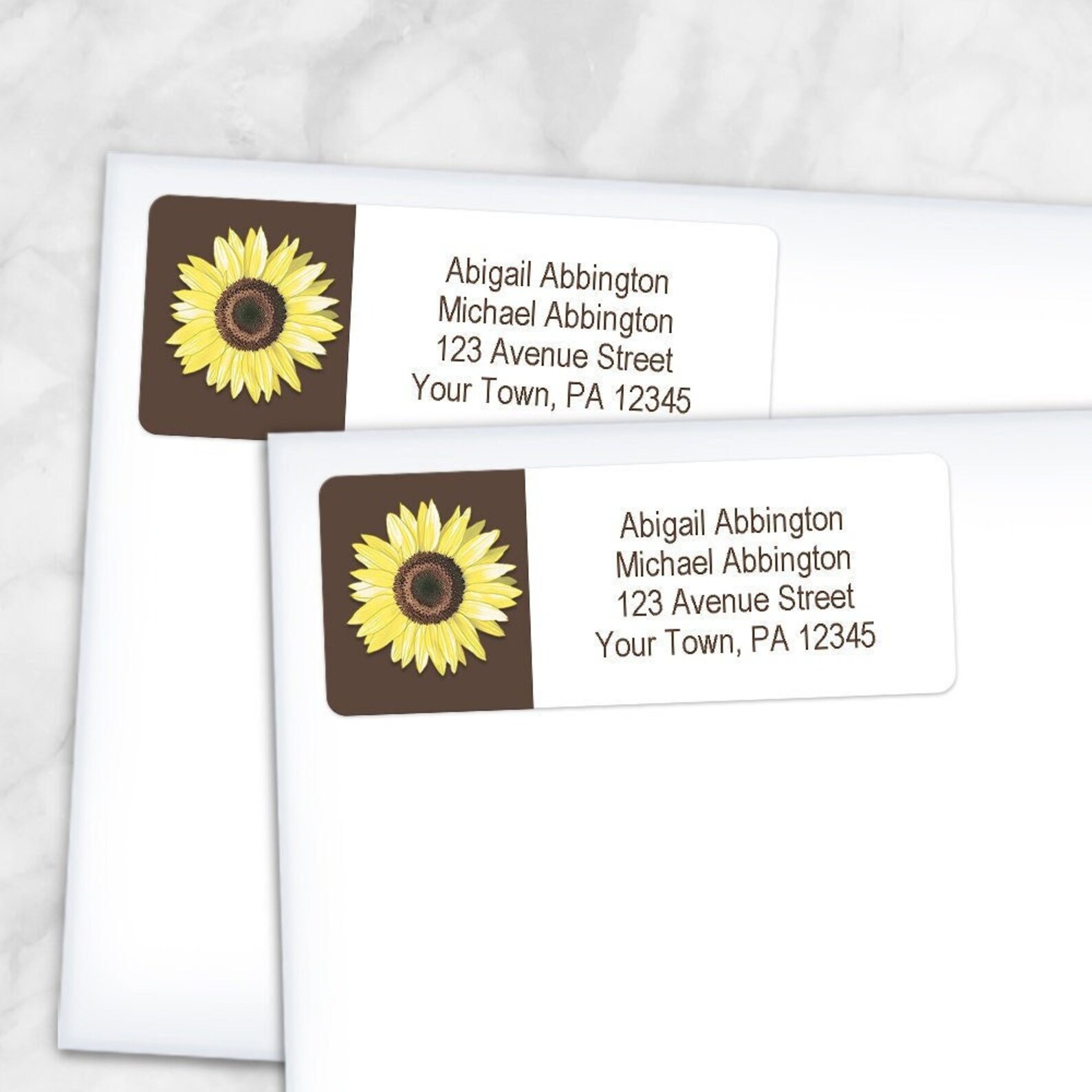 Printable Sunflower Address Labels - Yellow Brown - Personalized 2 5/8 ...