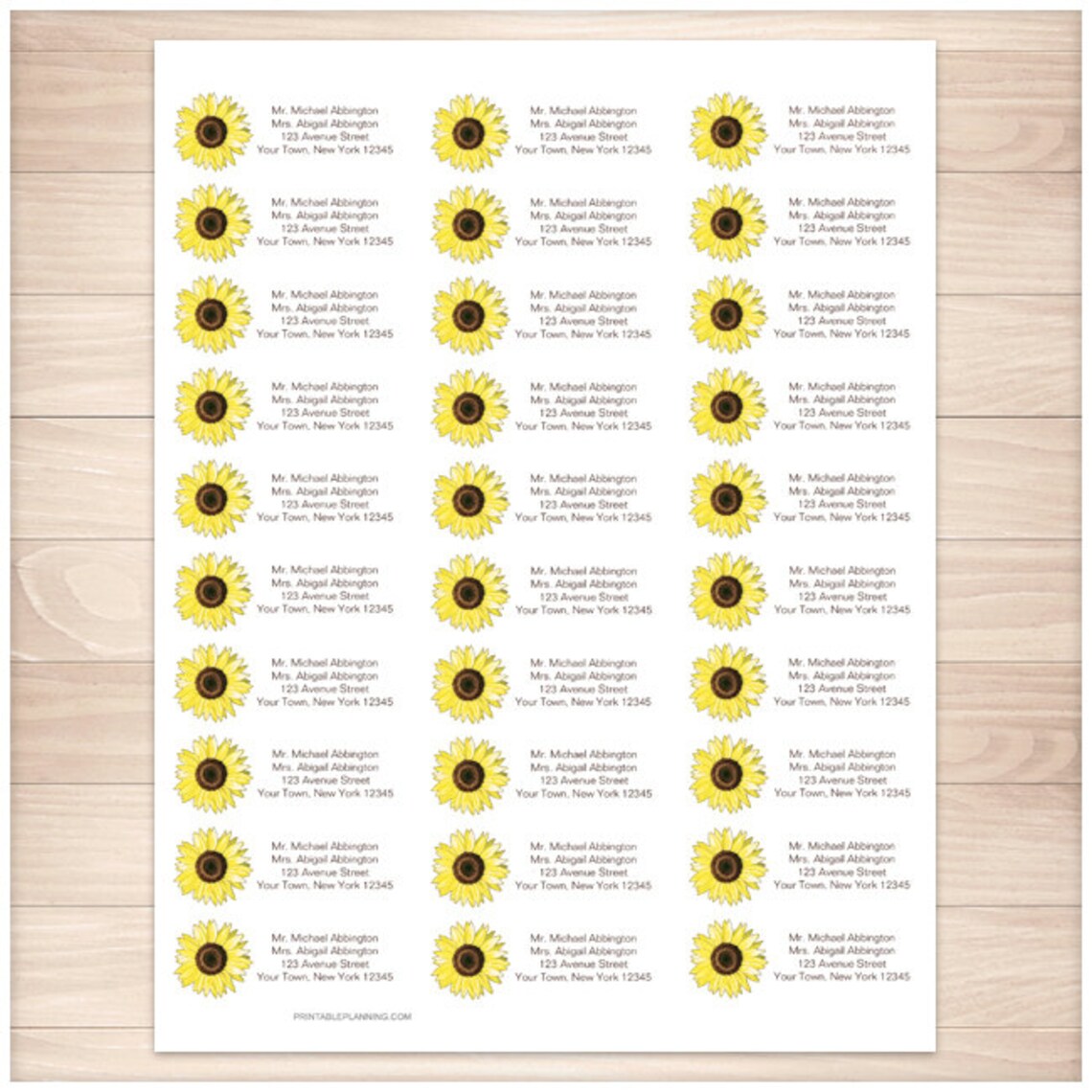 Printable Sunflower Address Labels Yellow Bright Happy Floral - Etsy