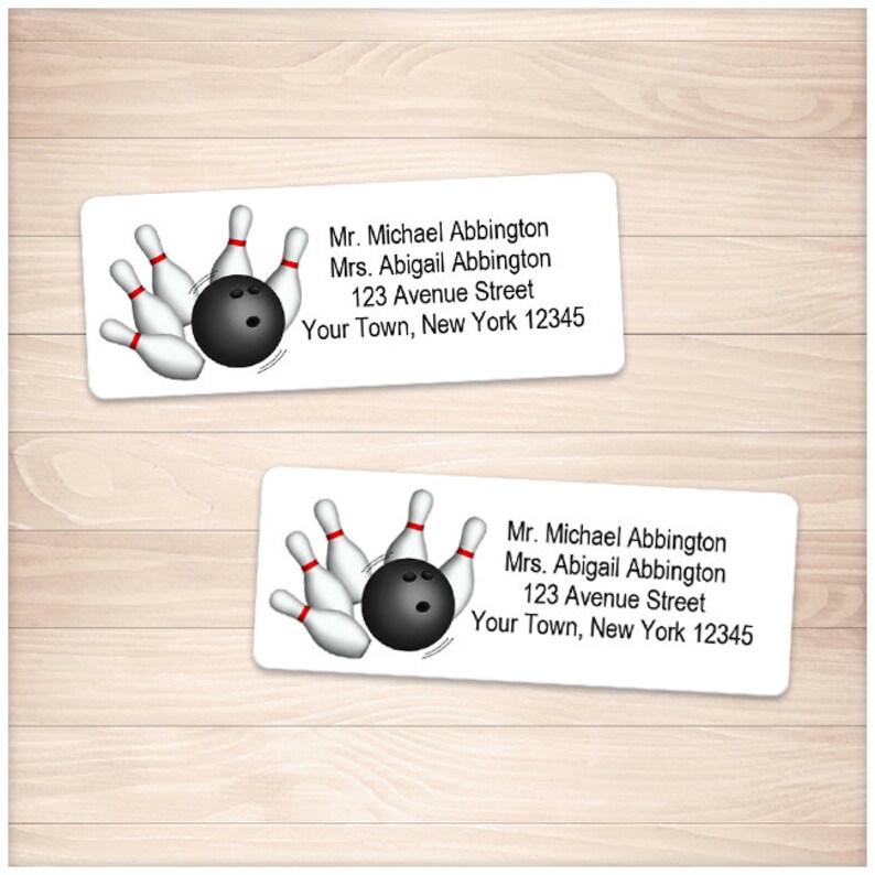Printable Bowling Address Labels Pins and Ball - Etsy