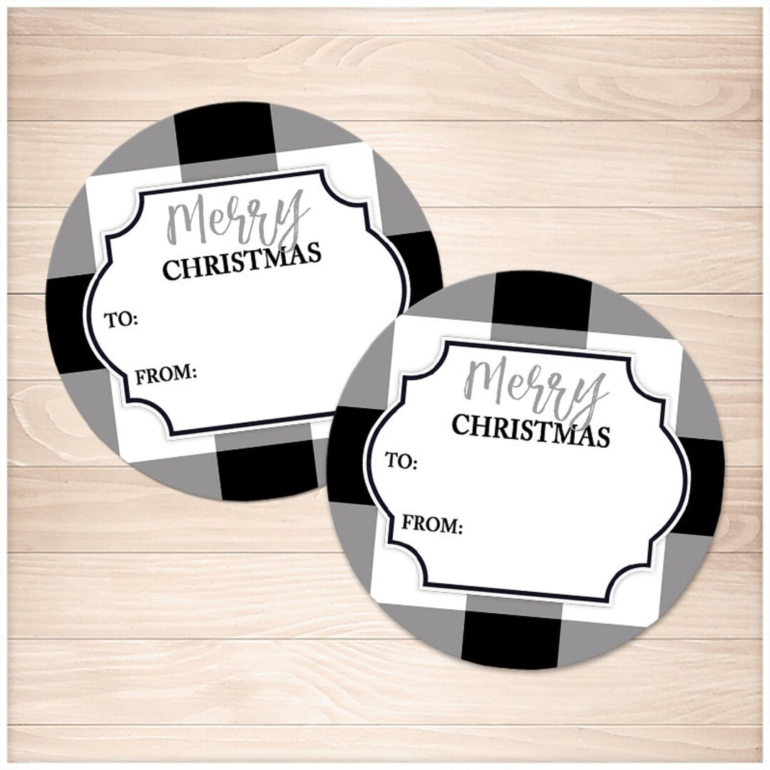 Printable Buffalo Plaid Gift Tag Stickers Black and White - Etsy