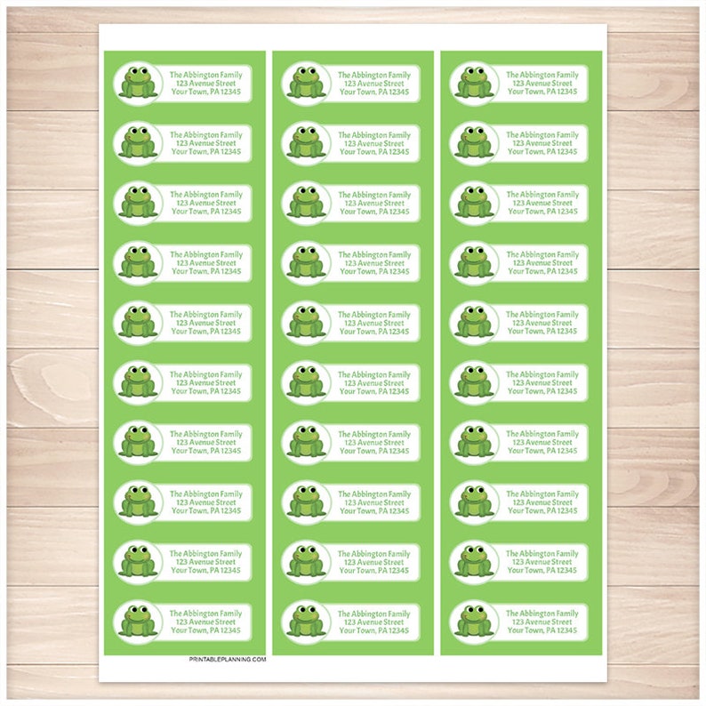 Printable Green Frog Address Labels Cute Frog Personalized - Etsy