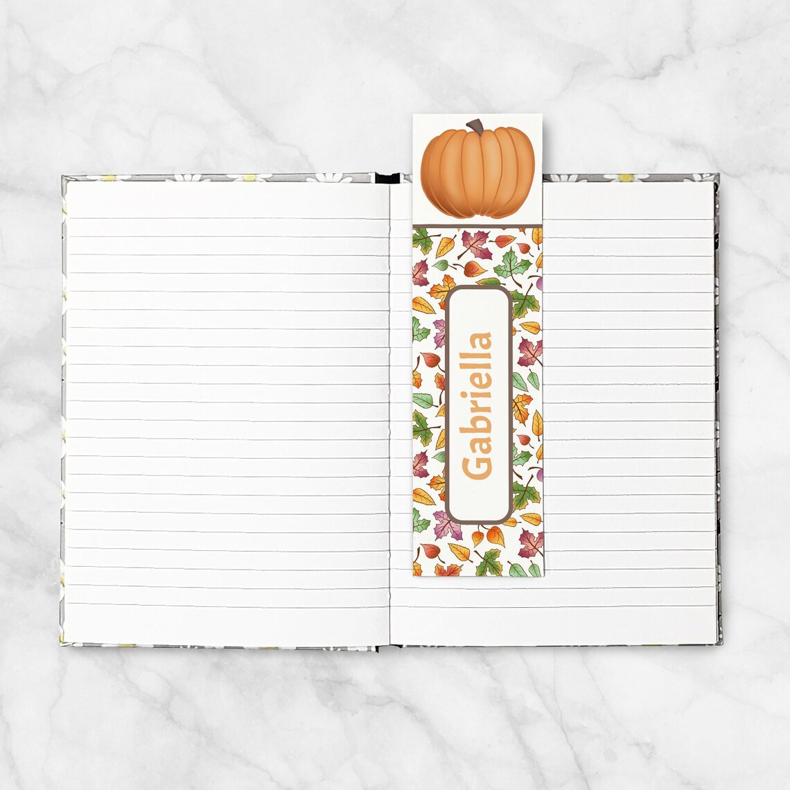 Printable Personalized Fall Bookmarks, Pumpkin Leaves, School Student ...