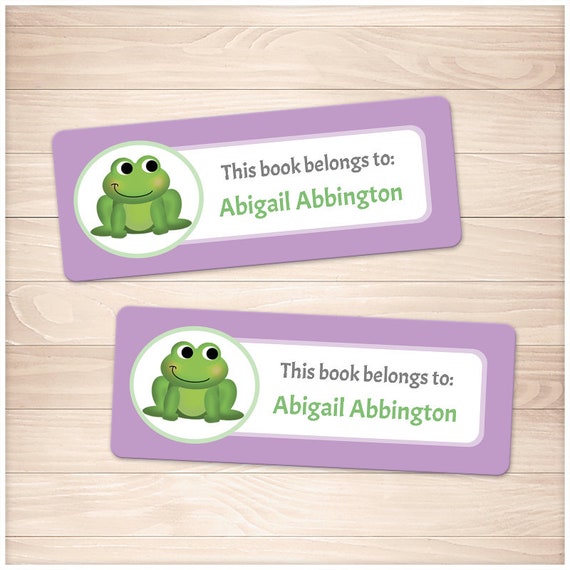 Printable Frog Book Labels Purple Personalized 2 5/8 X | Etsy