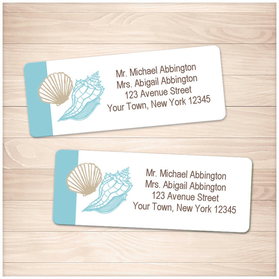 Printable Beach Address Labels Seashell Personalized 2 - Etsy
